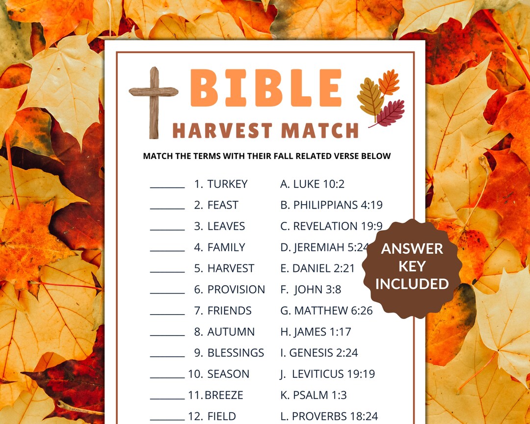 Fall Bible Harvest Match Game: Sunday School Printable (digital ...