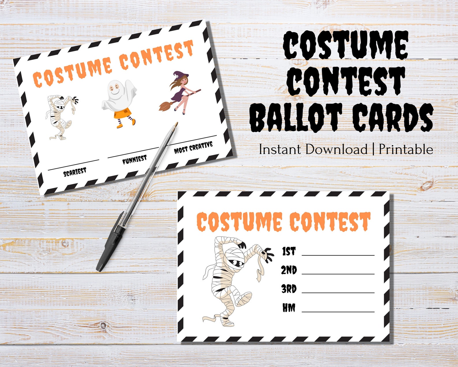 Halloween Costume Ballots | Costume Voting Cards | Halloween Costume ...