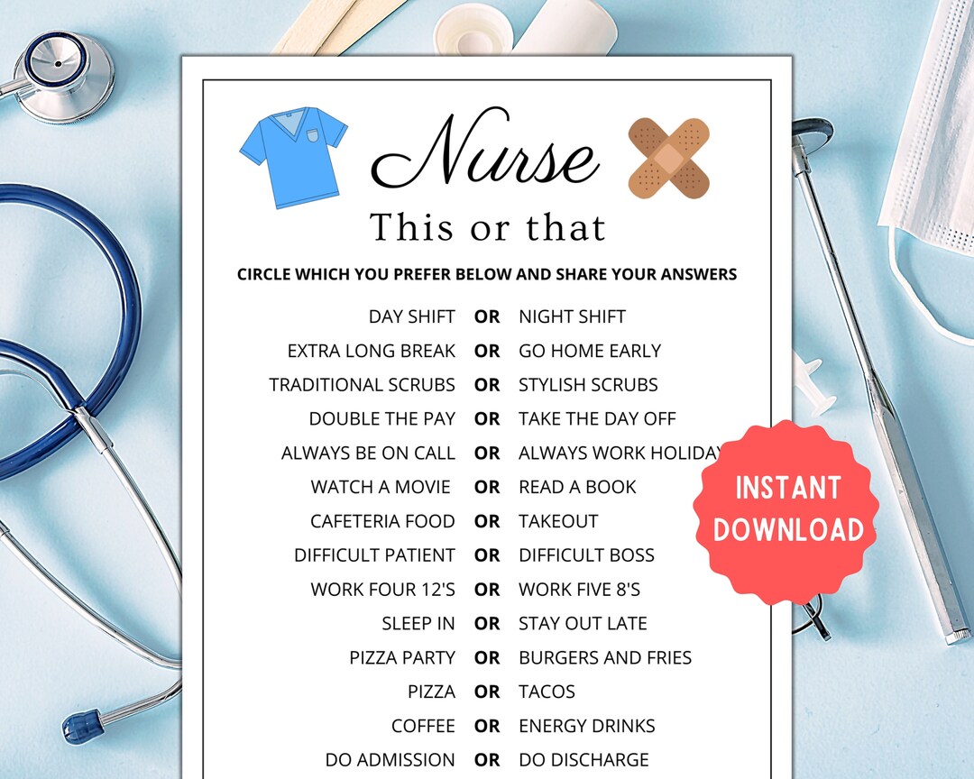 Nurse This or That Game | Nurse Games | Nursing Party | Nursing Games ...