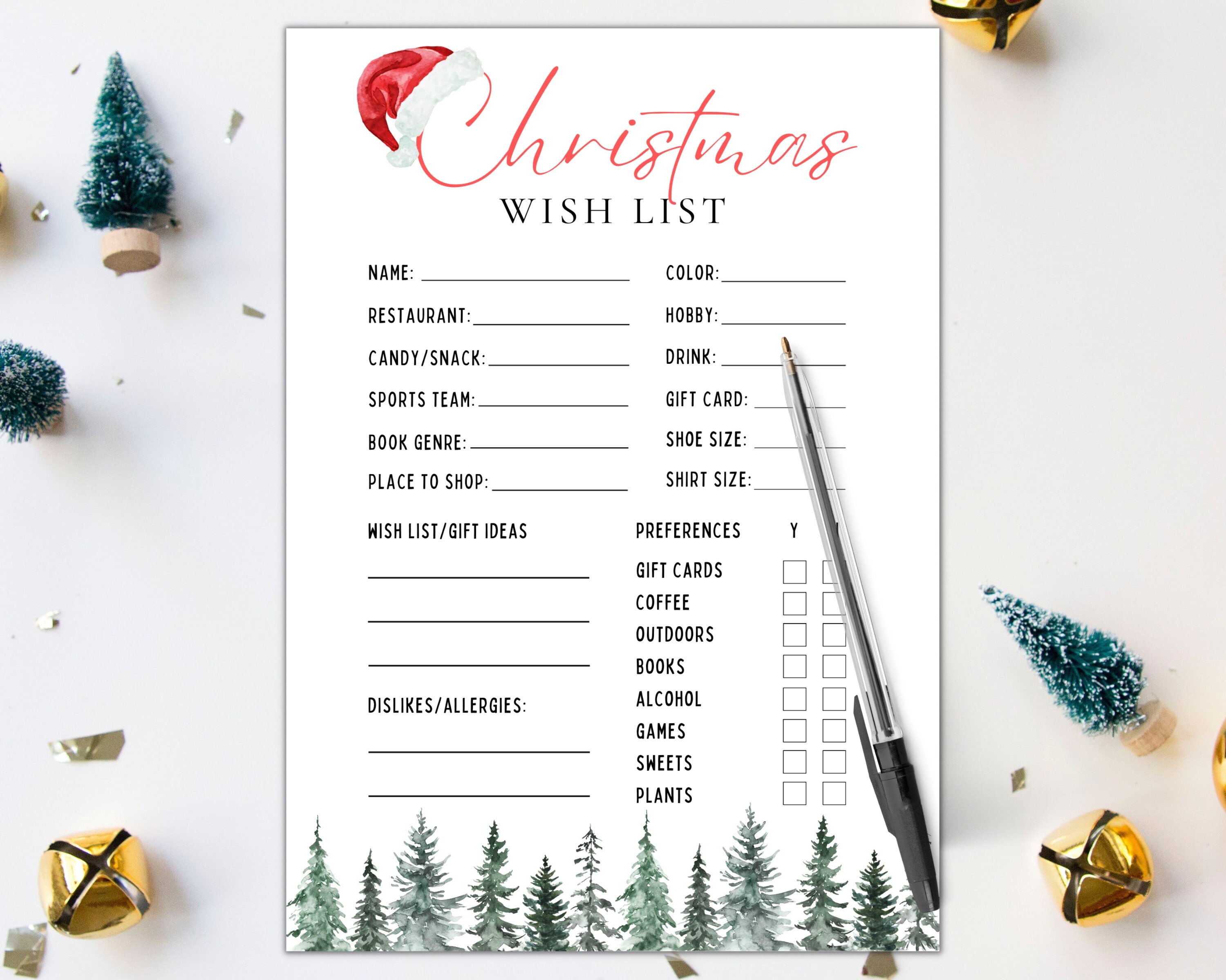 Christmas list items store