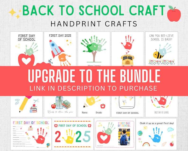 Editable First Day of School Handprint Craft: Keepsake Art (digital ...