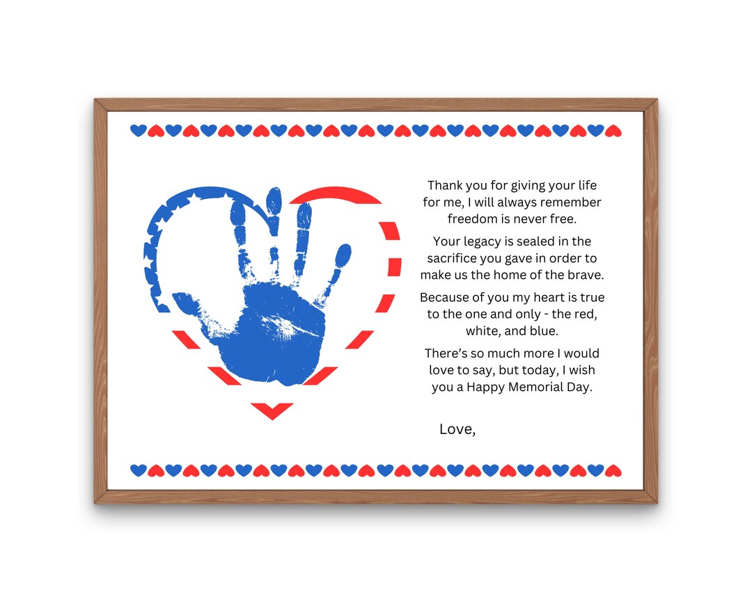 Memorial Day Craft Memorial Day Handprint Craft Memorial Day for Kids ...