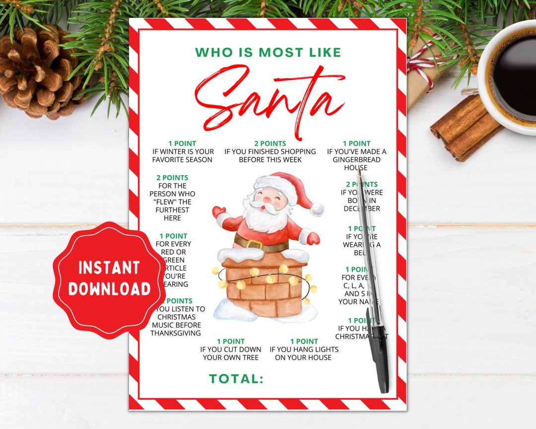 Who is Most Like Santa Christmas Games Christmas Party Games Christmas ...