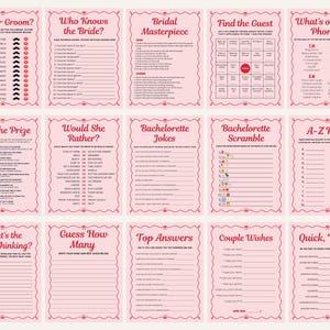 Pink Bachelorette Games | Wavy Border Bachelorette | Pink and Red ...
