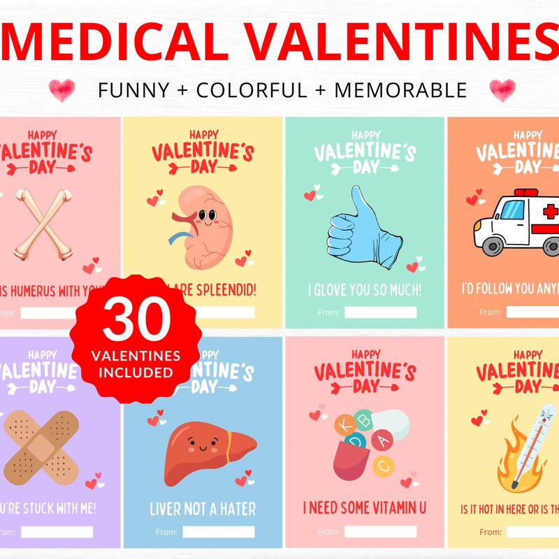 Medical Valentine Card Set - Etsy