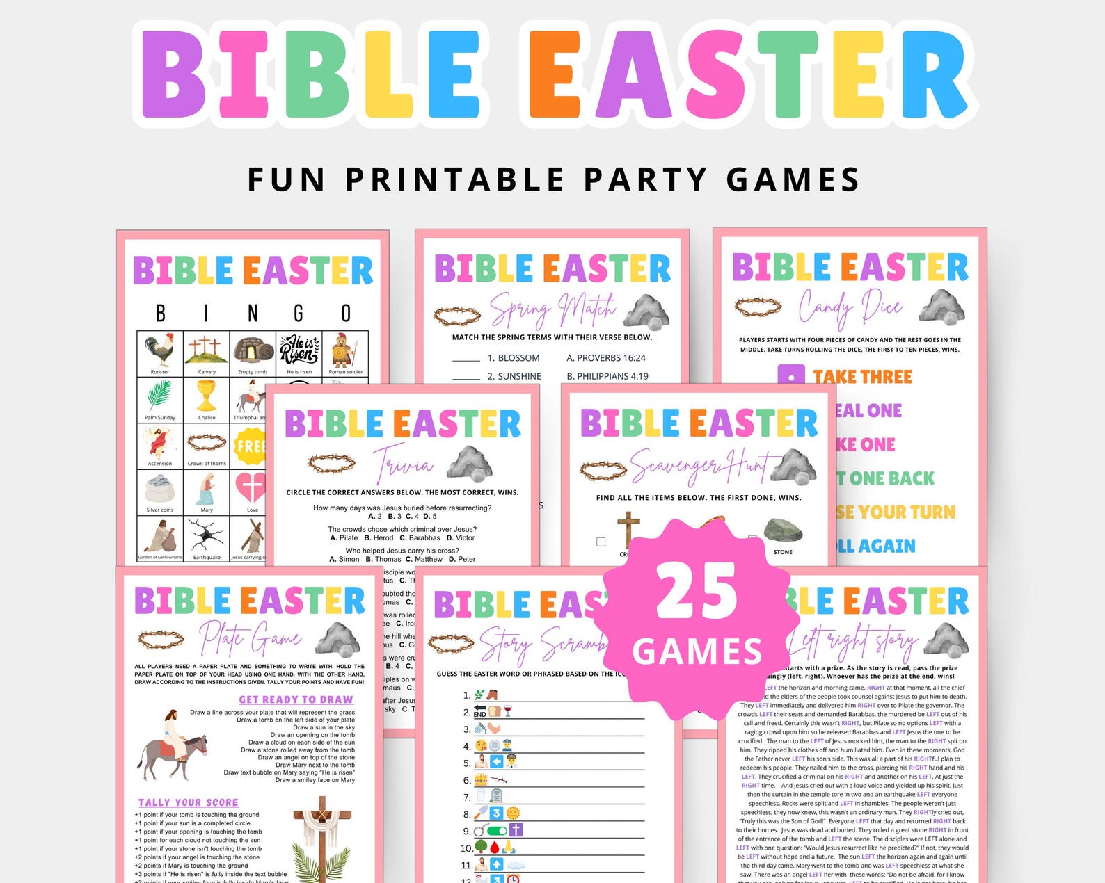 Easter Bible Games Bundle | Church Activities & Crafts (digital ...