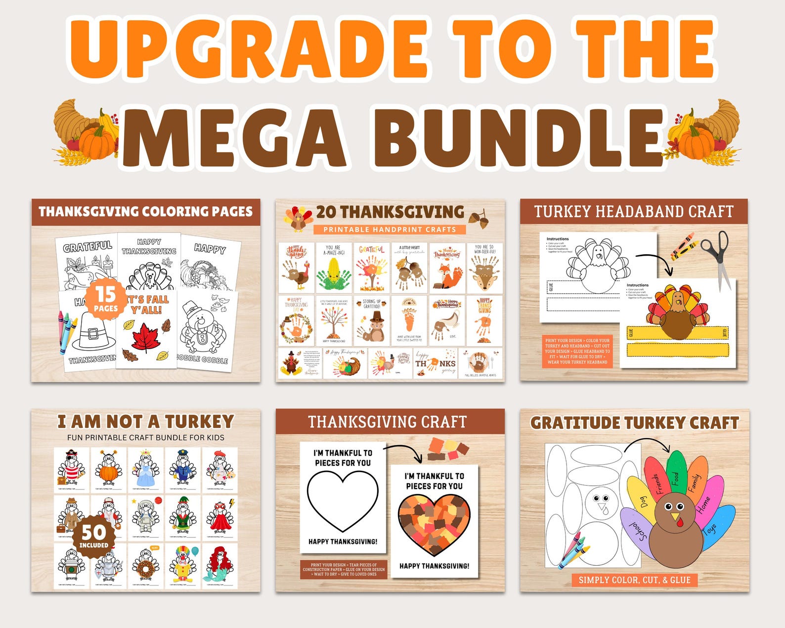 Thanksgiving Turkey Gratitude Craft: Kids Coloring Activity (printable ...