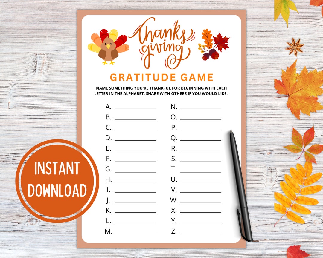 Gratitude Game Thanksgiving Games Thanksgiving Games Adults Kids ...