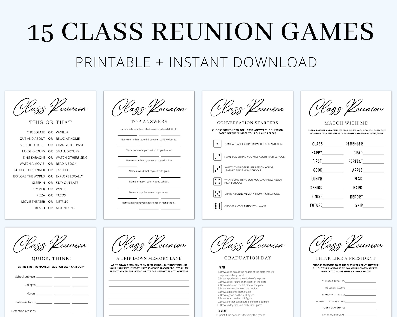 Class Reunion Games | High School Reunion Games | Class Reunion Ideas ...
