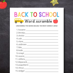 Back to School Word Scramble Game: Classroom Activity (digital Download ...