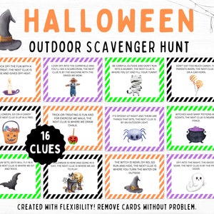 Halloween Scavenger Hunt | Halloween Treasure Clues | Halloween Party ...
