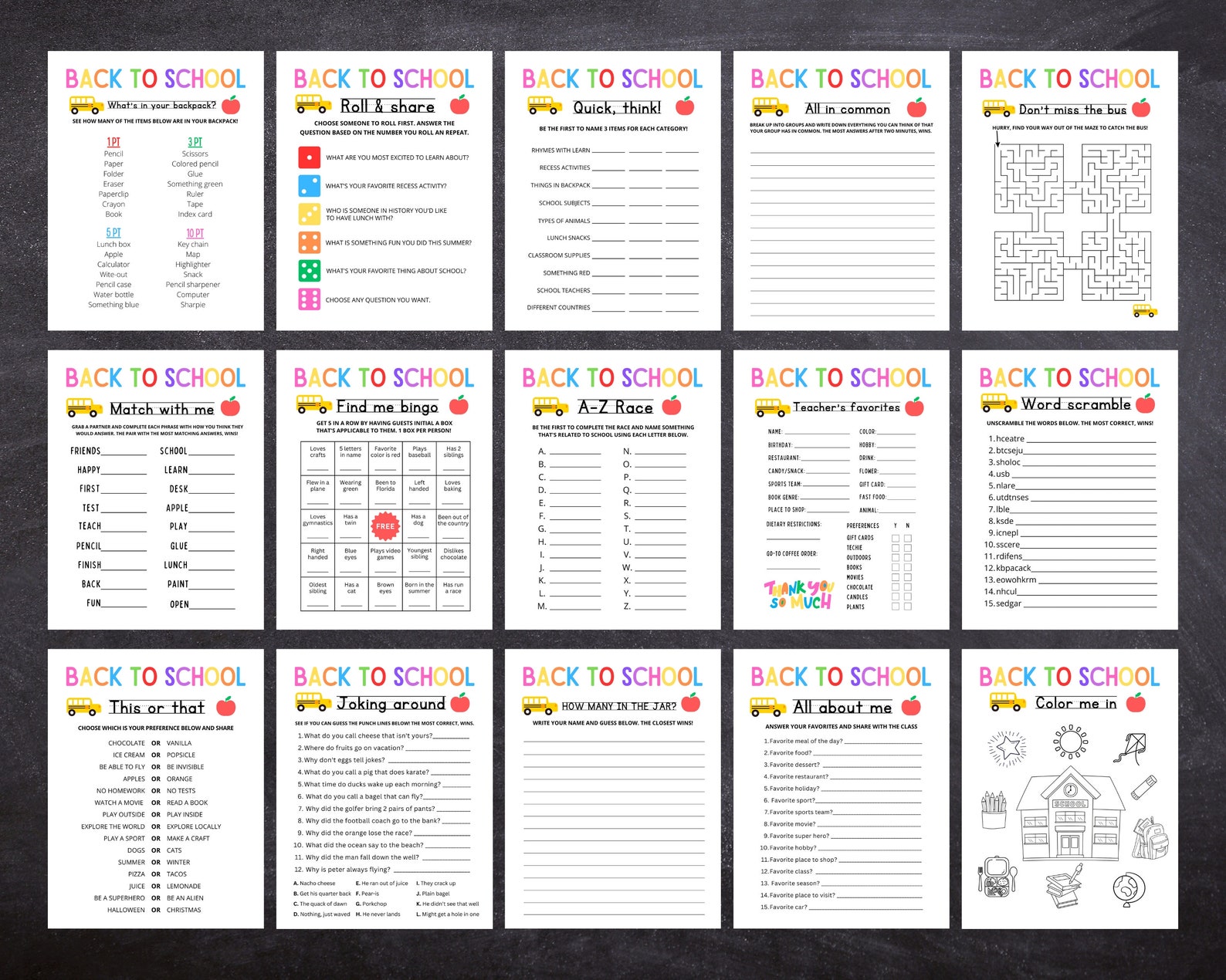 Back to School Games | Classroom Games | School Games | Back to School ...