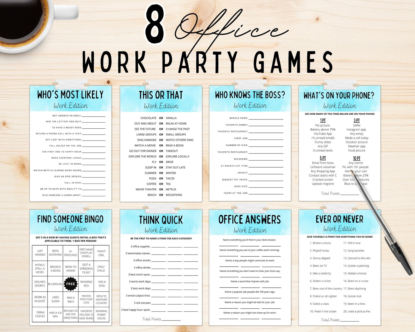 Office Party Games Work Party Games Staff Games Team - Etsy