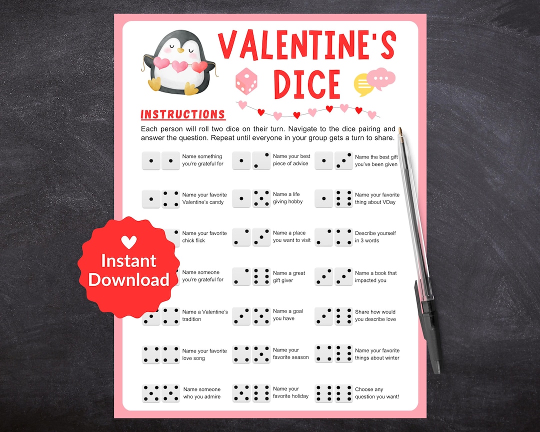 Valentine's Dice Game | Galentine's Dice Game | Galentine's Get to Know ...
