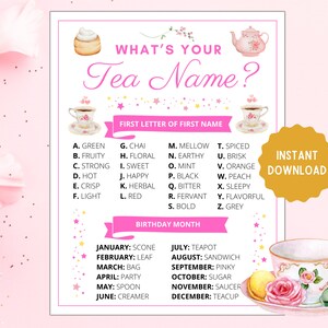 What's Your Tea Name? | Fun Tea Game | Tea Games | Tea Party Games ...
