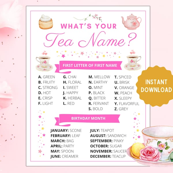 Tea Party Name Generator - Etsy