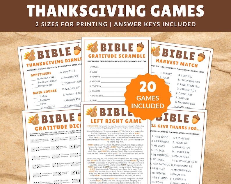 Thanksgiving Bible Games: 20 Christian Thanksgiving Activities (digital ...