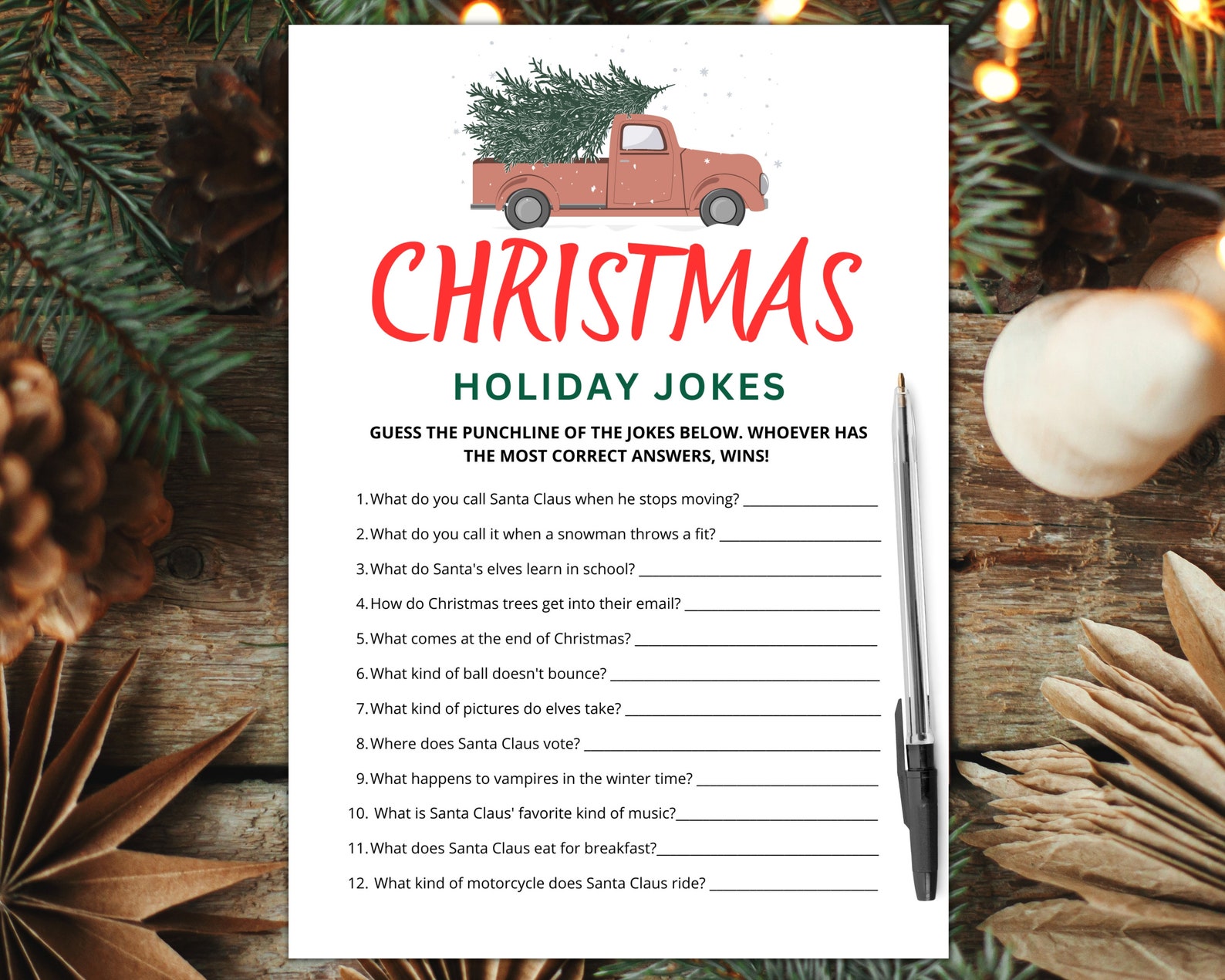 Christmas Jokes Game | Holiday Party, Family Fun (digital Download) - Etsy