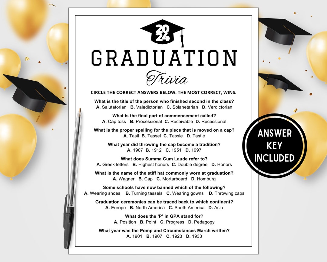 Graduation Trivia Fun Graduation Game 2024 Graduation Games Graduation ...