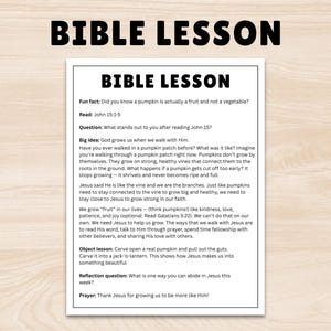 Pumpkin Parable Bible Lesson Bundle: Fall Sunday School Activities ...