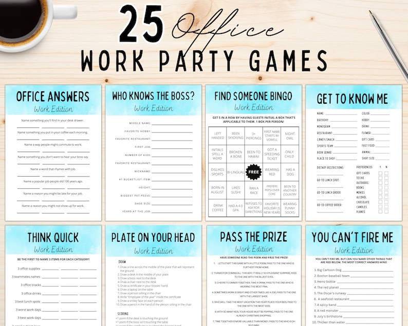 Office Party Games Work Party Games Staff Games Team - Etsy
