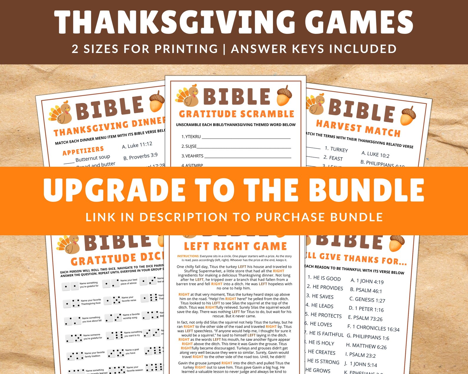 Thanksgiving Bible Left Right Game: Gratitude Activity (printable) - Etsy
