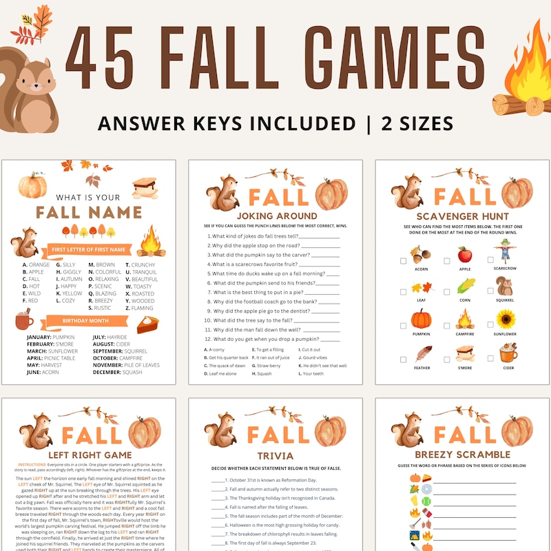 Autumn Games Printable - Etsy