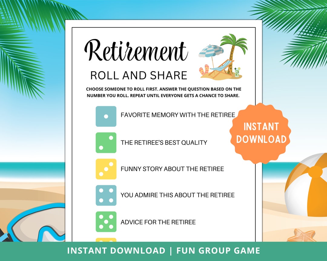 Retirement Roll and Share Game | Party Printable (digital Download) - Etsy