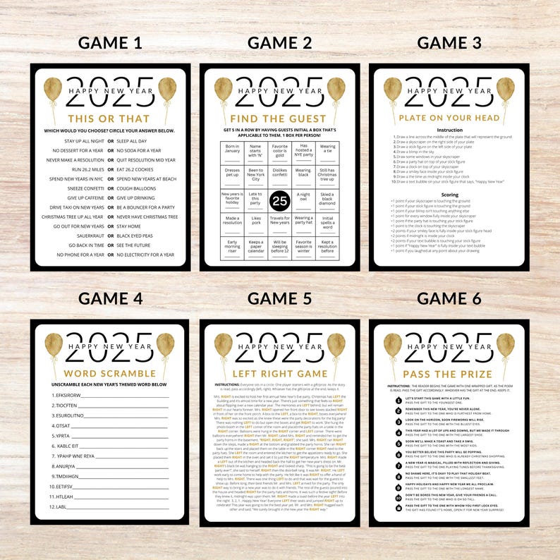 2025 New Years Game Bundle | New Years Eve Games | New Years Party ...