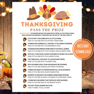 Thanksgiving Pass the Prize | Thanksgiving Group Game | Thanksgiving ...