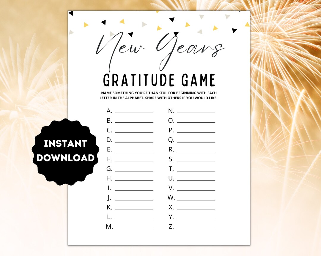 New Years Gratitude Game New Years Eve Game New Years Party Game New ...