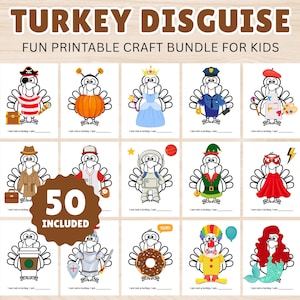 Turkey Disguise: 50 Thanksgiving Turkey Crafts for Kids (printable) - Etsy