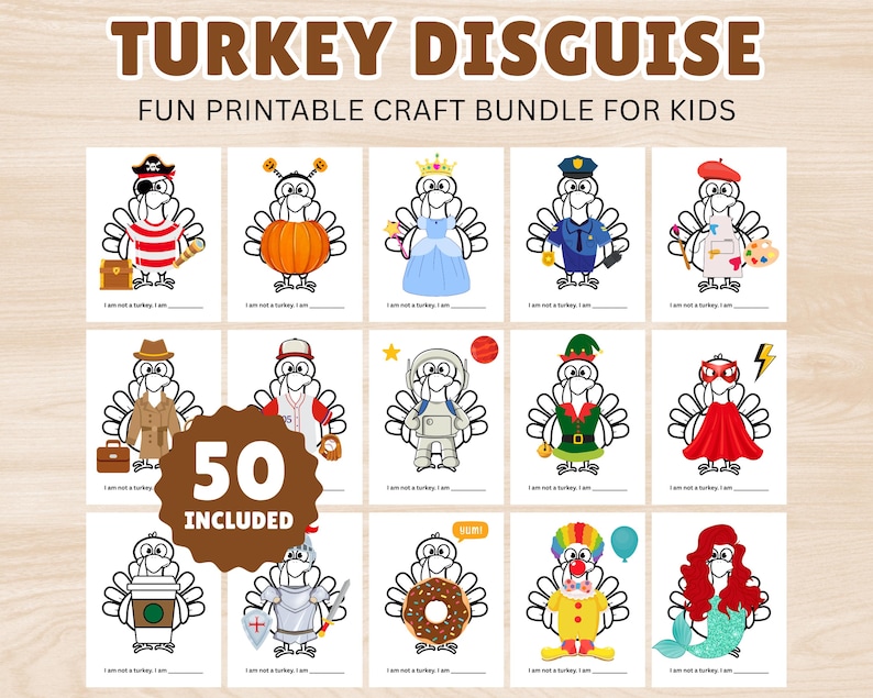 Turkey Disguise: 50 Thanksgiving Turkey Crafts for Kids (printable) - Etsy
