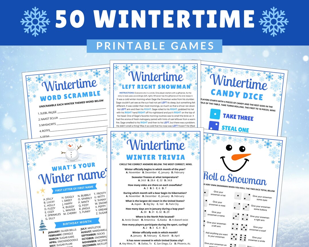 Winter Printable Games Bundle: 50 Activities (digital Download) - Etsy