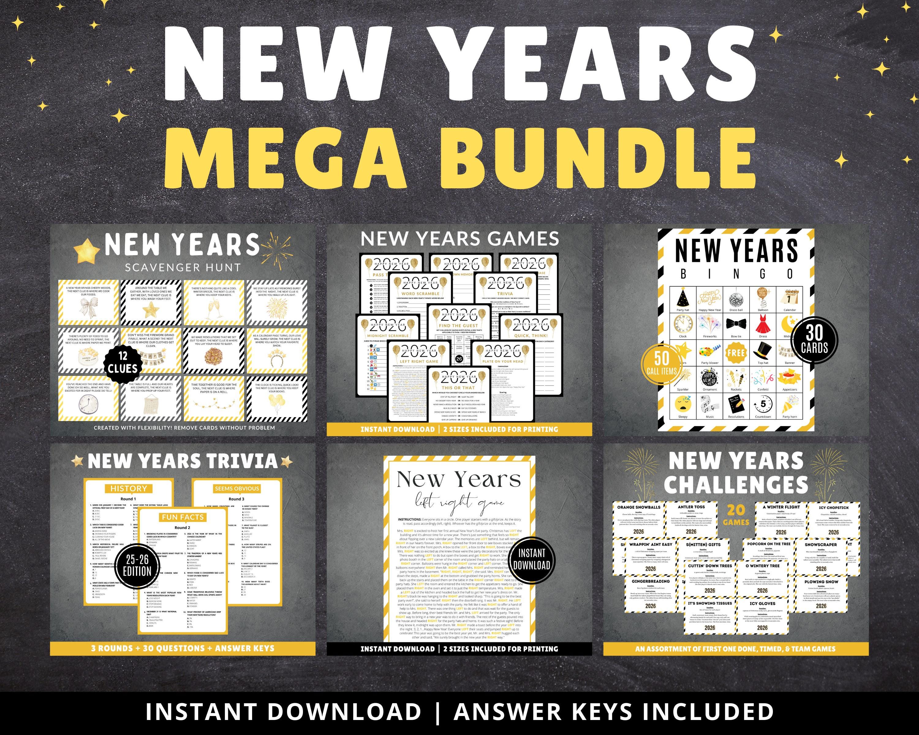 New Years Games | Printable New Years Games | New Years Eve Games | New ...