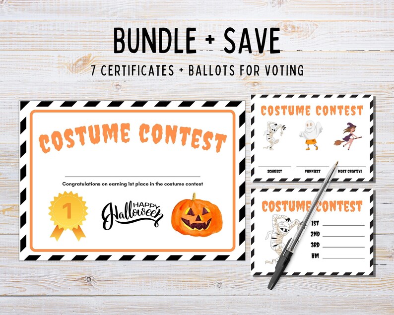 Halloween Costume Ballots | Costume Voting Cards | Halloween Costume ...