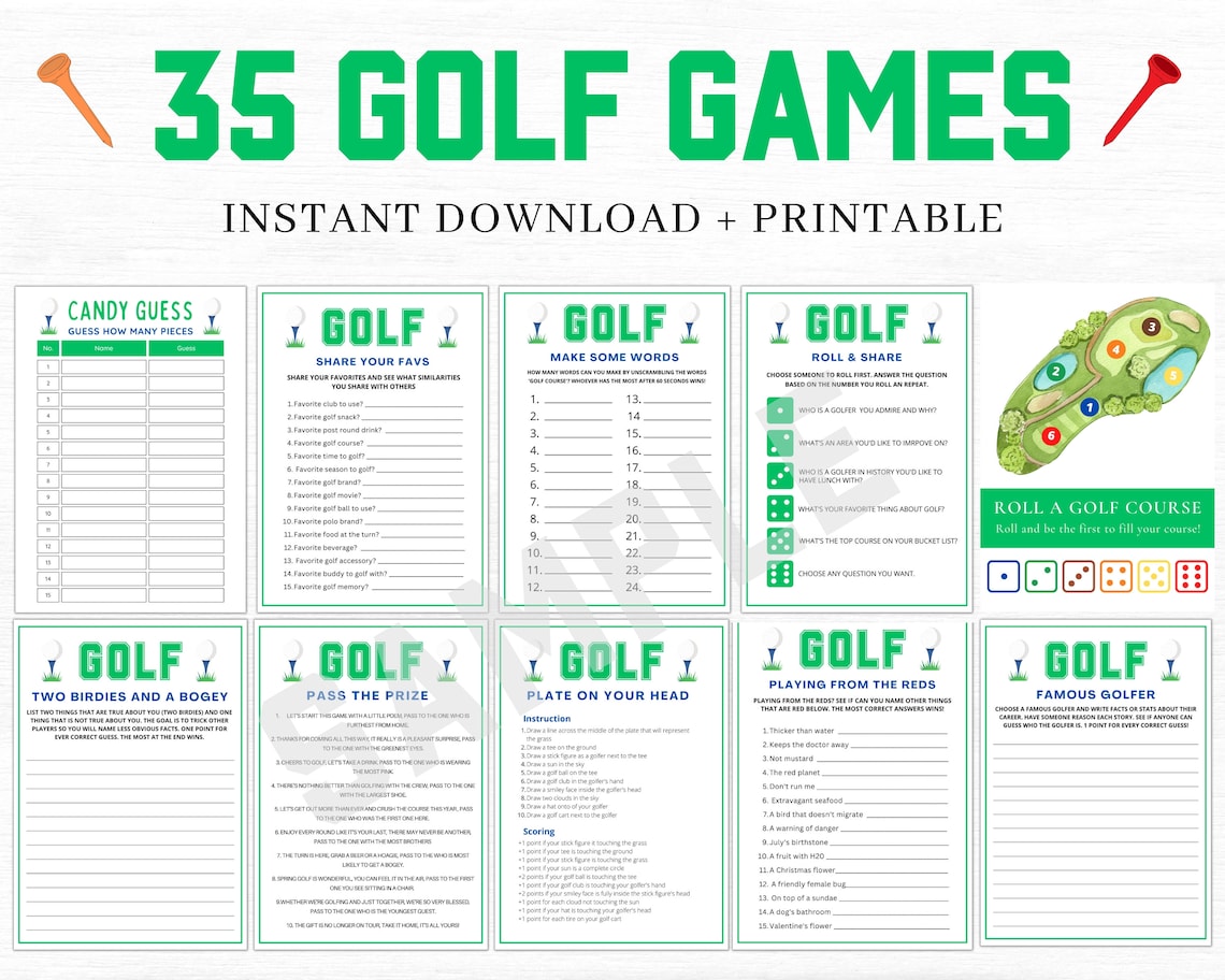 Golf Party Games | 35 Printable Activities (instant Download) - Etsy