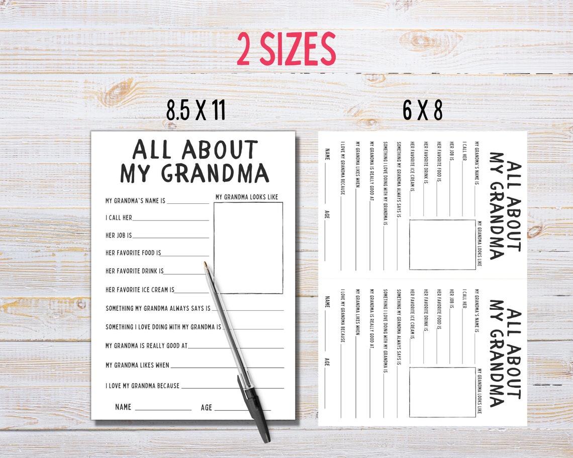 All About My Gradma All About My Nana Grandparents Day - Etsy