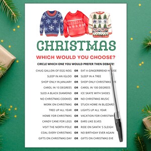 Funny Christmas Party Game | 'which Would You Choose' (digital Download ...