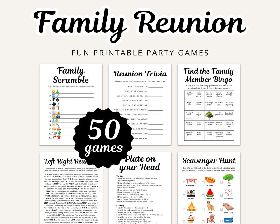 Family Reunion Games | Printable Family Reunion Games | Reunion Games ...