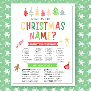 Christmas Name Game: Colorful Holiday Party Activity (digital Download ...