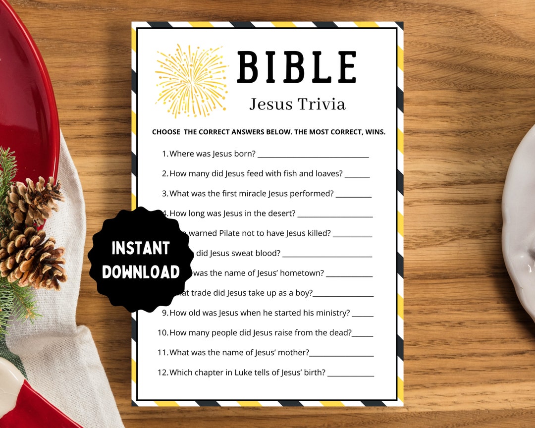 New Year's Bible Game Jesus Trivia Game New Years Christian Games New ...