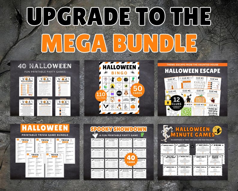 Halloween Bingo Game: 50 Printable Cards, Kids Halloween Party (digital ...