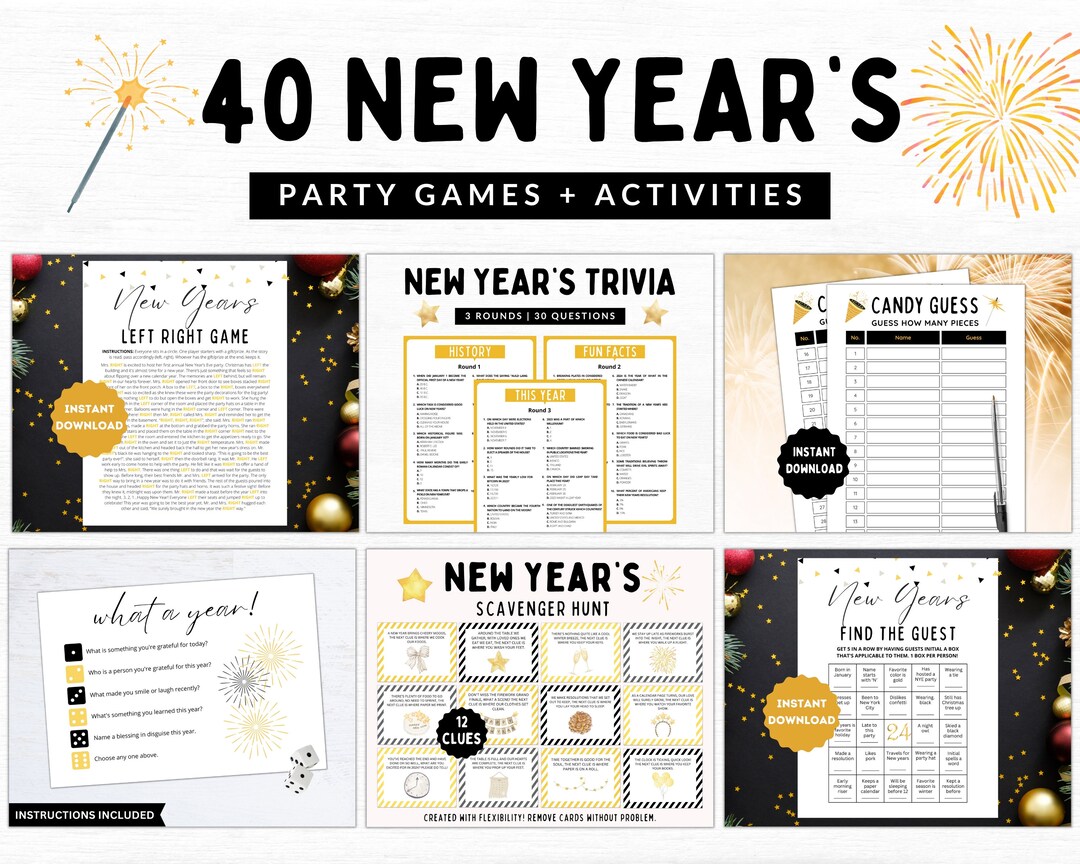 23-24 New Years Game Bundle New Years Eve Games New Years Party Games ...