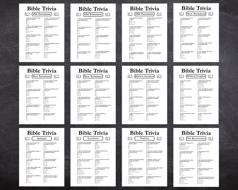 Printable Bible Trivia Bundle: 120 Questions (digital Download) - Etsy