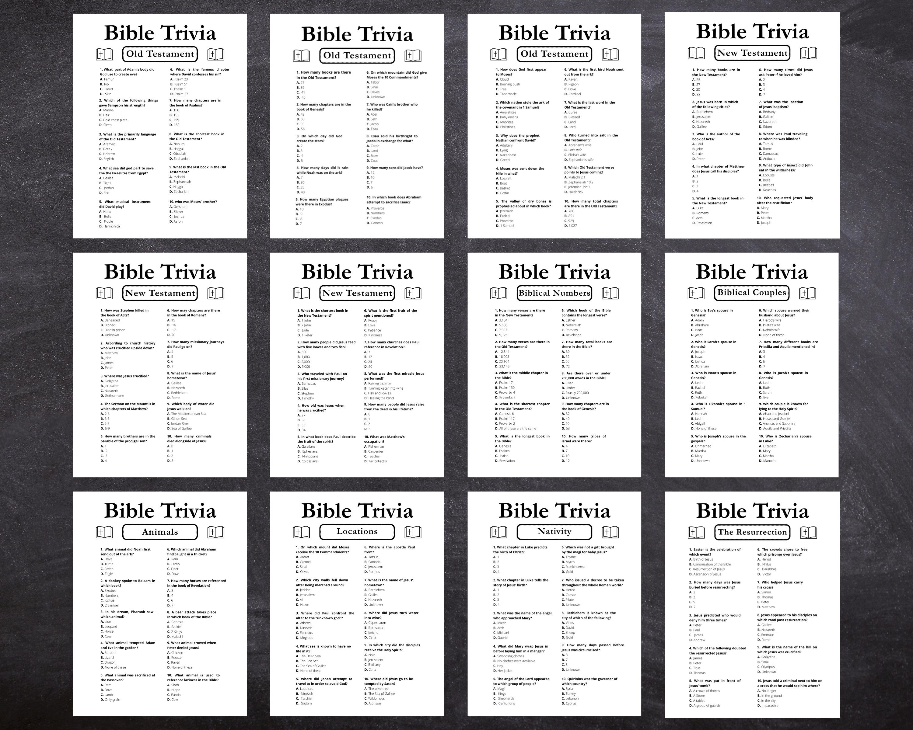 Printable Bible Trivia Bundle: 120 Questions (digital Download) - Etsy