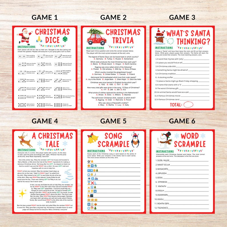 Printable Christmas Games Bundle: 50 Fun Holiday Party Games (digital ...
