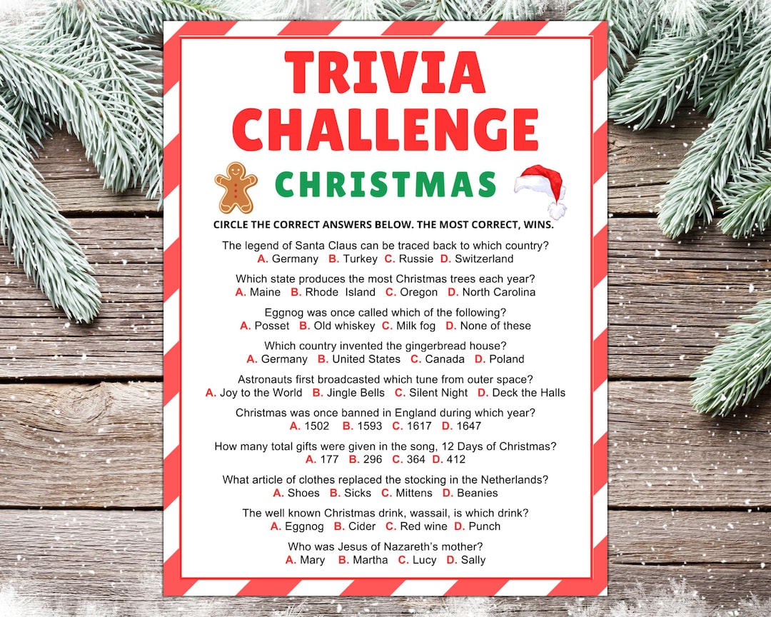 Christmas Trivia | Printable Christmas Game | Christmas Trivia Night ...