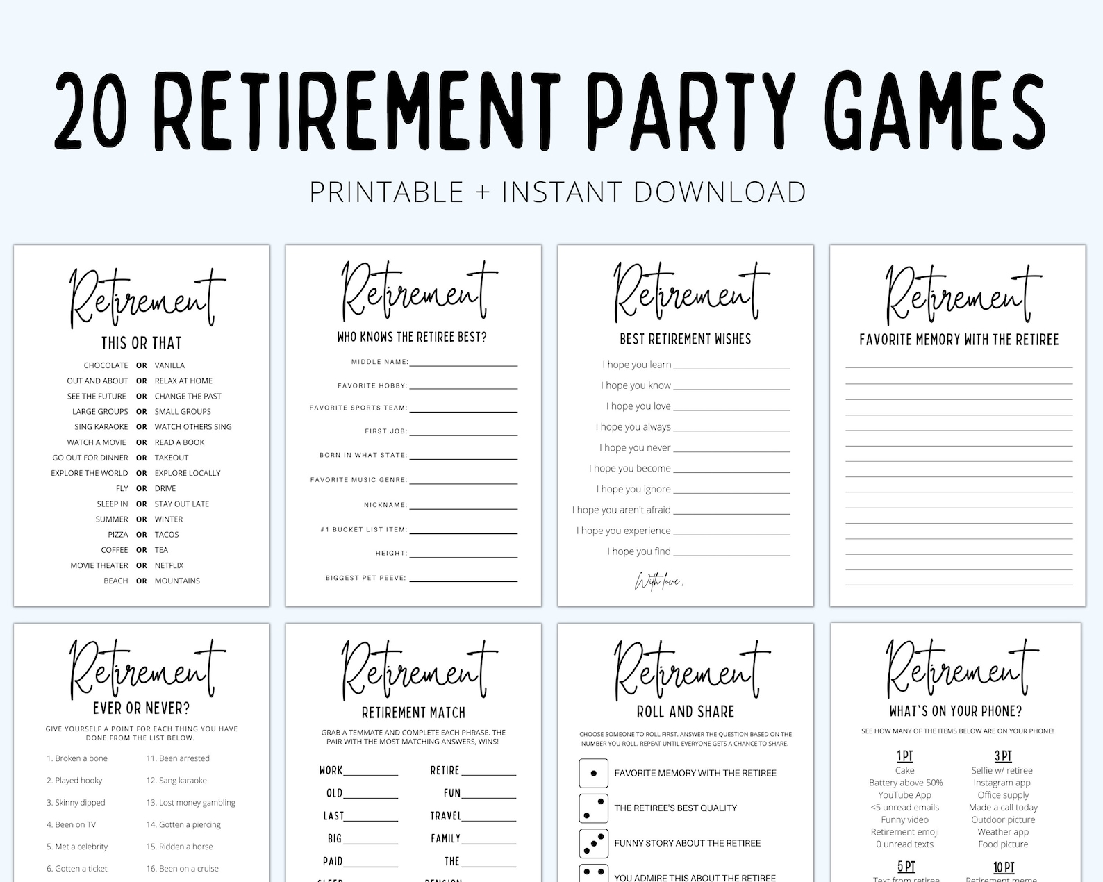 Retirement Party Games Retirement Games Retirement Games - Etsy Canada