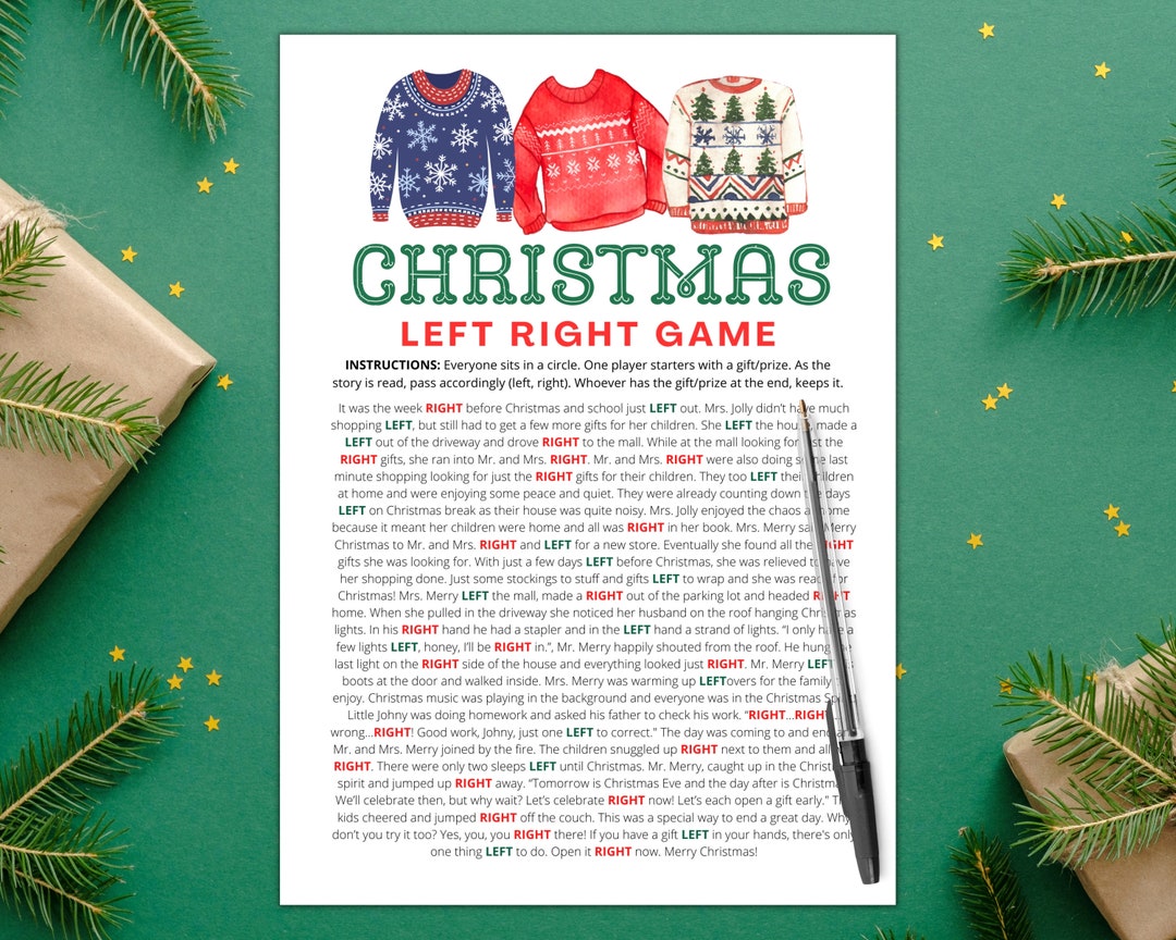 Left Right Christmas Game | Christmas Party Games | Right Left Game ...